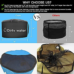 3 Pack RV Hose Storage Bags, RV Storage Accessories for Inside, Large Capacity RV Water Hose Storage with Zipper Closing for Sewer Hoses, Fresh/Black/Water Hoses, Electrical Cords