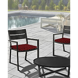 Porch Outdoor Chair Seat Cushion Covers Set Simple Ripple Waterproof Chair Pad Cover Black Red Chevron Stripe Slipcovers 4 Pack 20" x 18" x 4"