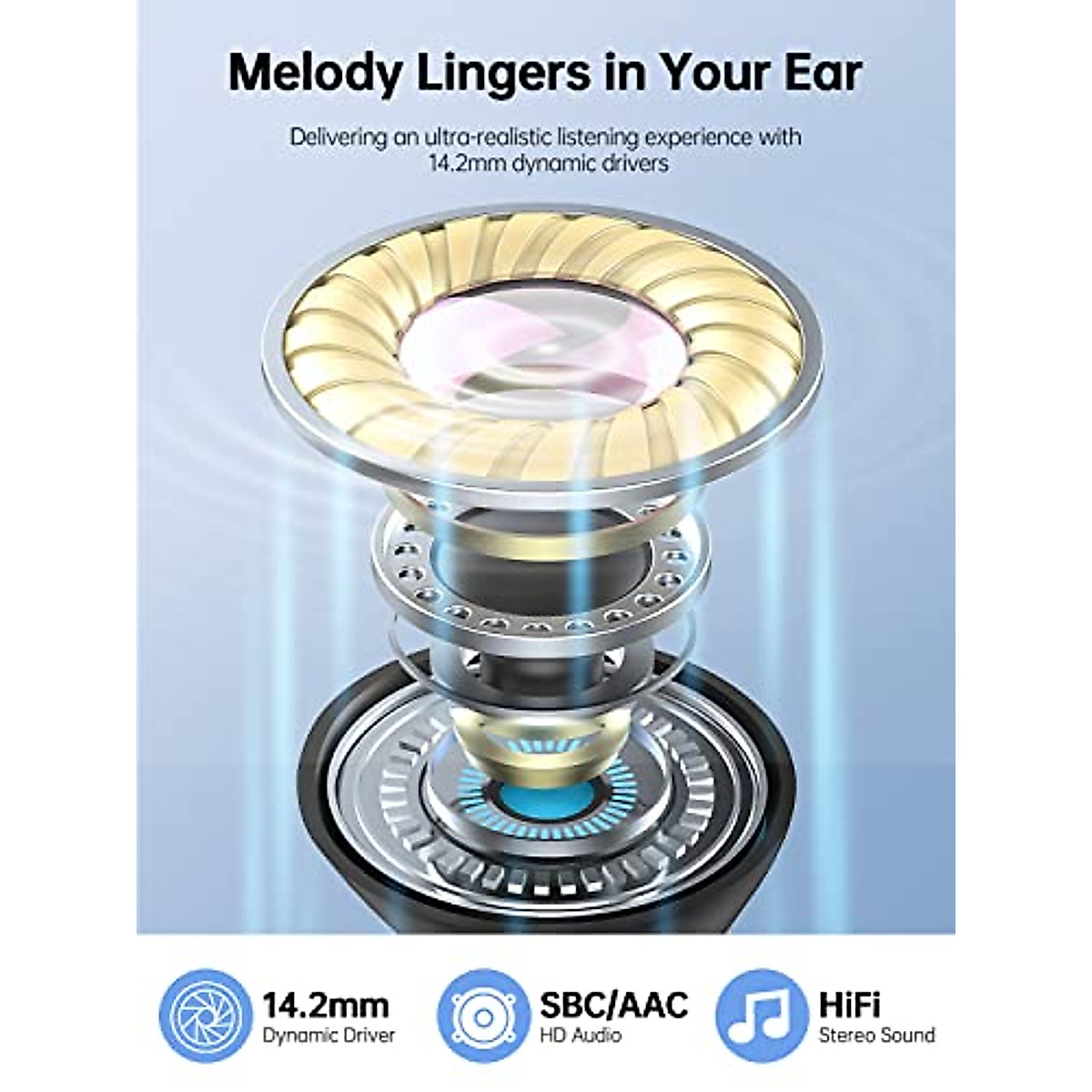 Wireless Earbud Bluetooth 5.3 Headphones with Clear Sound, 40H Playtime, Sport Earbud Touch Control with LED Digital Display, IP7 Waterproof Bluetooth Earphones Built-in Mic for Android iOS Workout