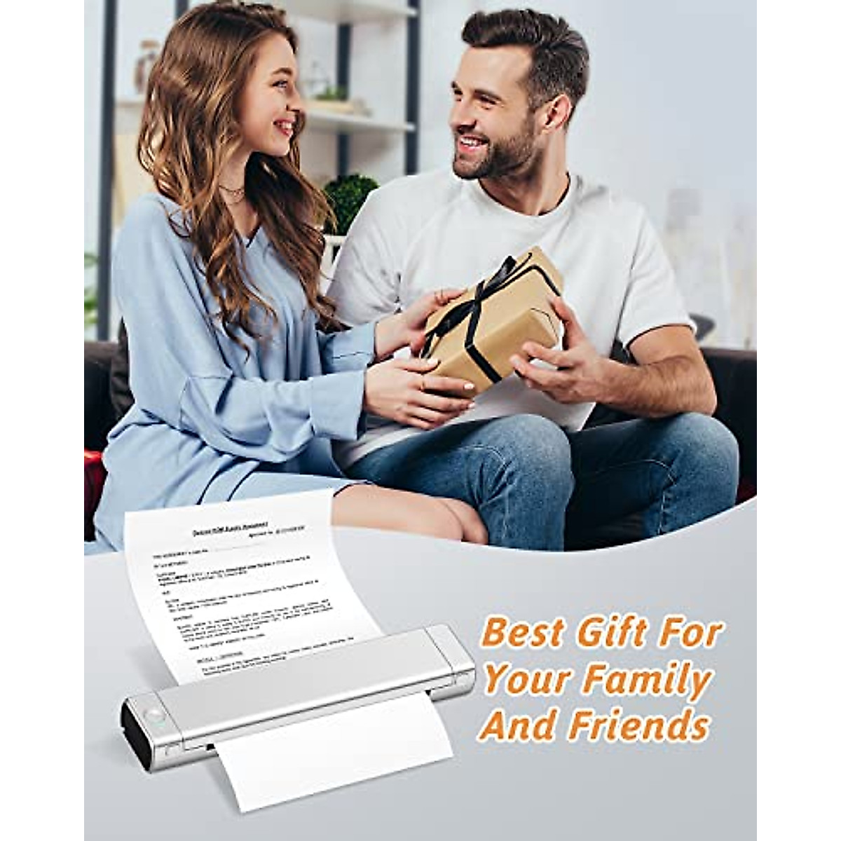 Odaro M08F Letter Portable Printer Wireless for Travel, Bluetooth Thermal Printer Inkless, Small Compact Printer Support 8.5" X 11" Letter Size Thermal Paper, Work with Laptop Phone and Pad - Silver