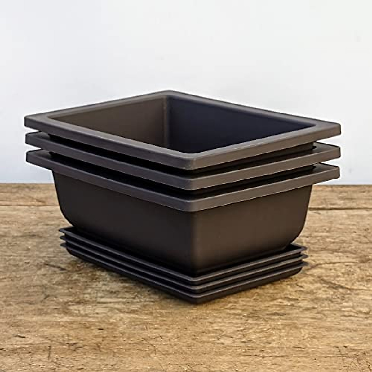Bonsai Outlet Training Pots with Humidity Trays - Built in Mesh, Six Inch Large Planters + Made from Durable Shatter Proof Poly-Resin, Set of 3 Pot Set…