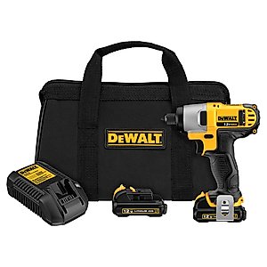 DEWALT 12V MAX Impact Driver, 1/4-Inch, with Battery and Charger Included (DCF815S2)