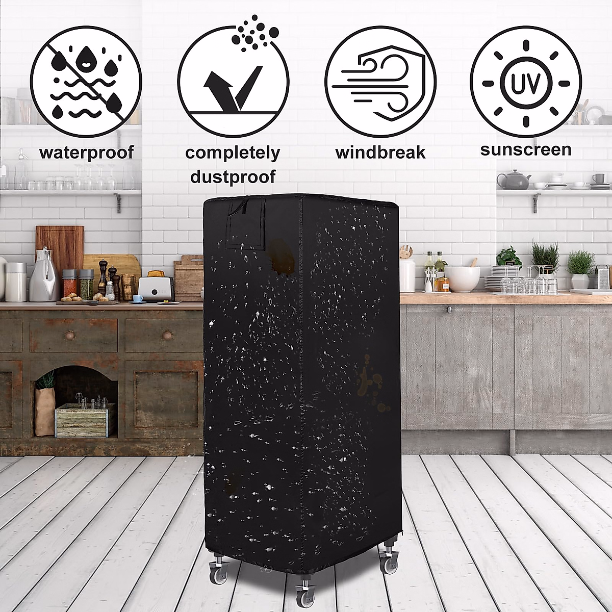 Commercial Bakery Racks Cover Bread Rack Cover with Zipper, 20tier Sheet Pan Rack/Bun Pan Rack Cover with Vents ，23"X28"X64" Bakery Single Rack Covers Waterproof and Dustproof，Black