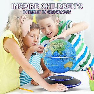 Magnetic Levitating Globe,Cool Gadgets Auto- Rotating Globes Floating Globe World Map Office Decor with LED Light Base for Children Educational Gift Home Office Desk Decoration (6 Inch)