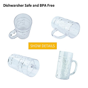 Beer Mug, Plastic Beer Mugs With Handles, 8 oz Dimpled Glass Beer Stein, Mini Oktoberfest Beer Mug, Reusable, Dishwasher-Safe (10 Pcs)