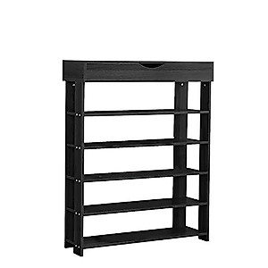 soges 5-Tier Free Standing Shoe Rack, 29.5 inches Wooden Shoe Shelf, Entryway Shoe Organizer Storage Cabinet, Black