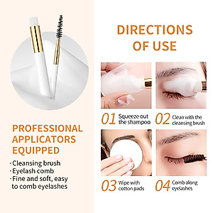 Eyelash Extension Cleanser Brelyee Orange Blossom Lash shampoo 60ml + Brush, Eyelash Wash for Extensions, Lash Cleanser, Lash Bath, Lash Cleaner, Paraben & Sulfate Free for Professional & Self Use