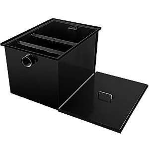 VEVOR Commercial Grease Interceptor 50 LB, Carbon Steel Grease Trap 25 GPM, Grease Interceptor Trap with Side Water Inlet, Under Sink Grease Trap for Restaurant Canteen Factory Home Kitchen