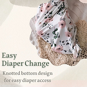 Giggle Angel Newborn Baby Sleeper Gown Knotted Gown Baby Girl Coming Home Outfits 2-Piece Gown and Hat Set 0-3 Months (pinkleaf)