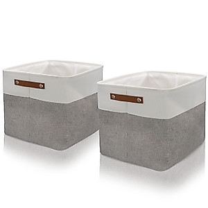 Brookstone, 2 Pack Storage Bins with Handle, Multipurpose Storage Basket for Home Organization, Declutter & Space Saving - Collapsible Storage Cubes Perfect for Living Room, Bedroom, Closets