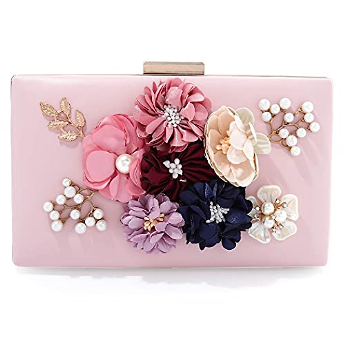 Yokawe Flower Evening Bags for Women, Floral Bride Wedding Clutch Purses Party Prom Handbags (Pink)