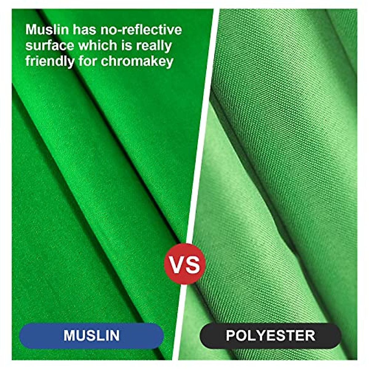 EMART Green Screen Backdrop, Photography Greenscreen Background for Streaming Zoom, Small Photo Muslin Green Chromakey Cloth Fabric Curtain with 4 Backdrop Clip