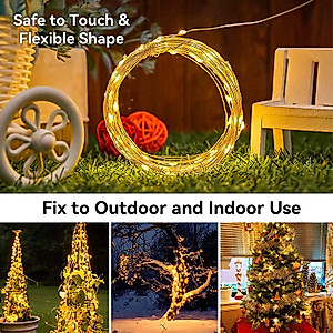 Fairy Lights Battery Operated Christmas String Lights 100 LED Waterproof Copper Wire Starry Twinkle Lights with 8 Modes Remote &Timer for Wedding Indoor Decor 2 Pack (Warm White)