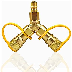 MCAMPAS 3/8'' Y Splitter Natural Gas Quick Connect Adapter,Suitable for Weber Natural Gas Grill. Portable Power Generator,Patio Heater,Pizza Oven, Outdoor Firepit