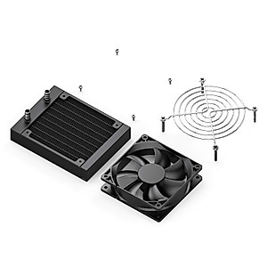 Clyxgs Water Cooling Radiator,12 Pipe Aluminum Heat Exchanger Radiator with Fan for PC CPU Computer Water Cool System DC12V 120mm Black