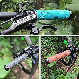 FIFTY-FIFTY Double Lock-On Mountain Bike Grips, Bicycle Handlebar Locking Grips, Non-Slip MTB Handle Grips (Turquoise)