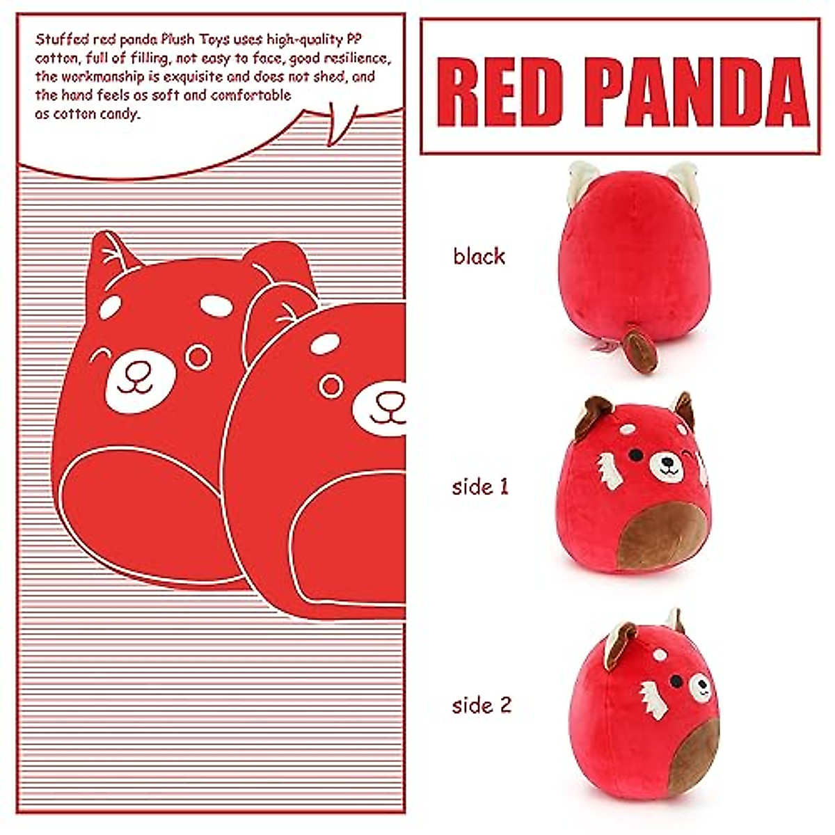 CNAANA Red Panda Plush Pillow,Chubby Red Panda Stuffed Animal Creative Gift, Gift for Kids and Adults,Bedtime & Playtime for Kids (Red Panda-B)