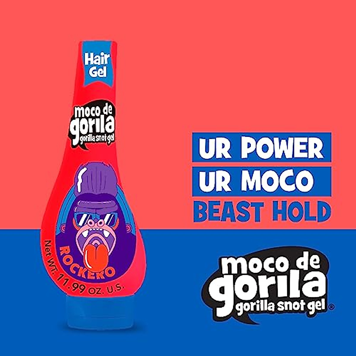Moco de Gorila, Explosive Rocker Hair Styling Gel, Long-Lasting Hold, Reactivatable with water, 3-Pack of 11.92 Oz Each, 3 Squeezable Bottles.