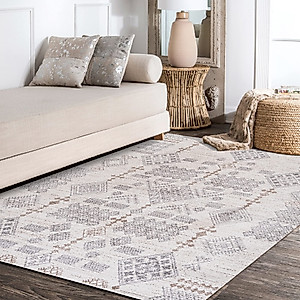 JONATHAN Y MOH302A-8 Bhalil Berber Diamond Geometric Indoor Farmhouse Area-Rug Bohemian Casual Easy-Cleaning Bedroom Kitchen Living Room Non Shedding, 8 X 10, Beige,Gray