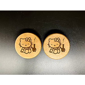 2 inch 2 Piece Laser Engraved Wood Herb Spice Coffee Custom Crusher (Kitty Cartoon Hello)