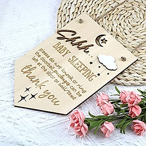 Baby Sleeping Door Sign 3D Shhh Hanging Sign Plaque Decor Do Not Knock Or Ring Privacy Sign (Style 1)