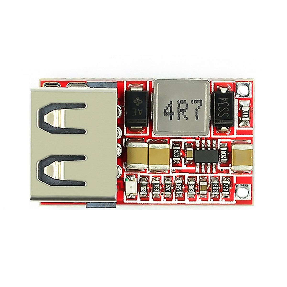 ALAMSCN DC-DC Buck Converter Car USB Charger Module 6-24V 12V 24V to 5V 3A Step Down Voltage Regulator Power Supply Module(Pack of 5) Red