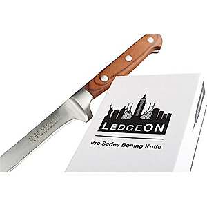 LedgeON 6" Professional Boning Knife - Pro Series - High Carbon Stainless Steel Blade - Wood Handle