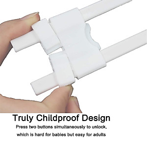 Child Proof Sliding Cabinet Lock - Baby Safety U Shaped Latch for Cupboard Doors Knobs and Handles (10 Pack)