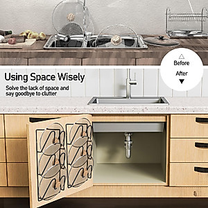 Jomoto 2-Pack Pot Lid Organizer, 6-Tier Pots & Pans Lid Holder Organizer for Cabinet or Wall/Door Kitchen Storage, No-Drill Adhesive Mount, Space-Saving Solution (Black)