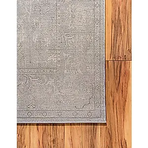 Rugs.com Oregon Collection Rug – 8' x 10' Gray Low-Pile Rug Perfect for Living Rooms, Large Dining Rooms, Open Floorplans