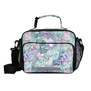 ALAZA Vintage Drawings Of Plants Flowers Willow Branch Berry Lunch Bag Reusable Insulated Cooler Lunch Tote Bag with Adjustable Shoulder Strap for Office Work Picnic Travel,Size 11 X 4.33 X 9.05 inch