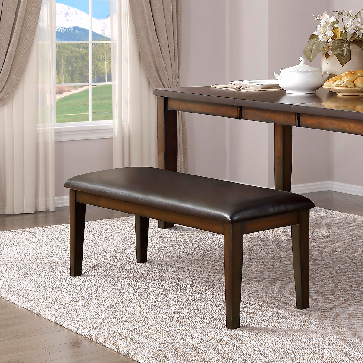 Homelegance 48" Dining Bench with Bi-Cast Vinyl Padded Seat, Cherry (5547-13)