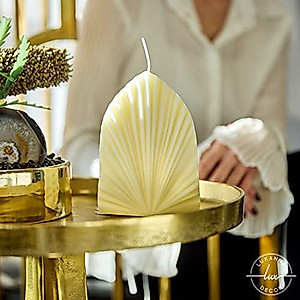 LUXANNA Large Decorative Scented Palm Leaf Shaped Candle (White) - Handmade Aesthetic Candle for Home Decor - Minimal Soy Wax Scented Candles Ideal Gift for Mother's Day, Birthday, Wedding, etc