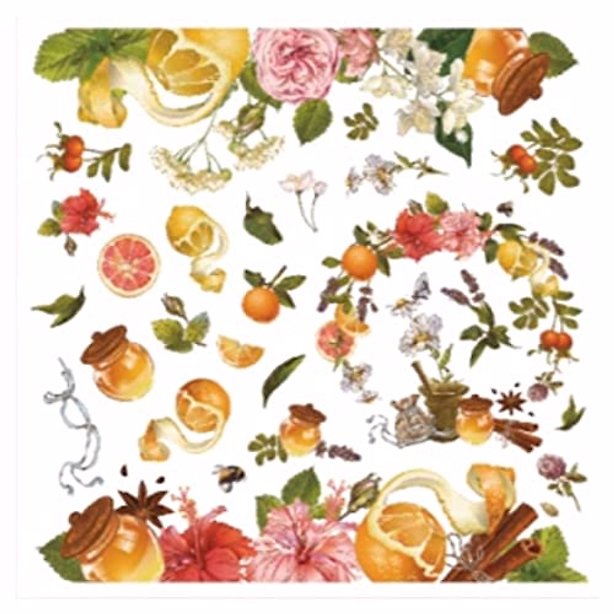 Fruit Rub on Stickers, 6 x 6 inch Sheet - Dry Rub-On/Off Transfers Stickers for Furniture Crafts Decorating