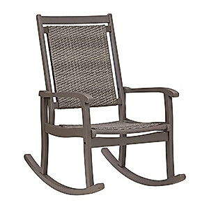 Signature Design by Ashley Outdoor Emani Eucalyptus Patio Rocking Chair, Gray