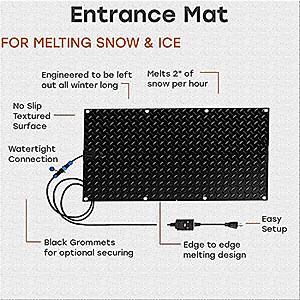JUAJUA 22-23 Heated Snow Melting Mats for Stairs, Heated Entrances Walkway Mat No-Slip Stair Heating Outdoor Mats 2 in/h Melting Speed for Winter Snow Removal (25.4x38.1cm)