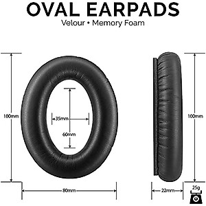QC35 Headphones Replacement Ear Pads - QC35,QC35ii Replacement Earpads Cushion - Compatible with Bose Quiet Comfort35,QC25,QC35ii,QC15,AE2,AE2i-Comfortable & Durable（Black）