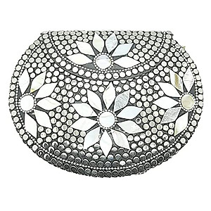 Trend Overseas Silver metal Beaded Ethnic purse Girls Bridal Bag cross body bag for women/Girl party clutch Metal clutches Vintage Brass