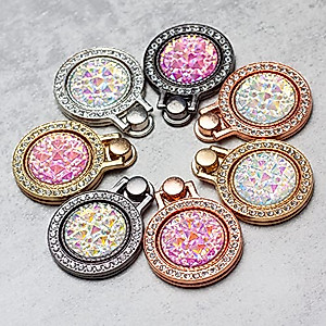 [2 Packs] Gemstones Glitter Bling Bling Phone Ring Holder, Sparkle Phone Ring Grip Artificial Diamond Stand,Rhinestone Cell Finger Ring for Phones,Pad
