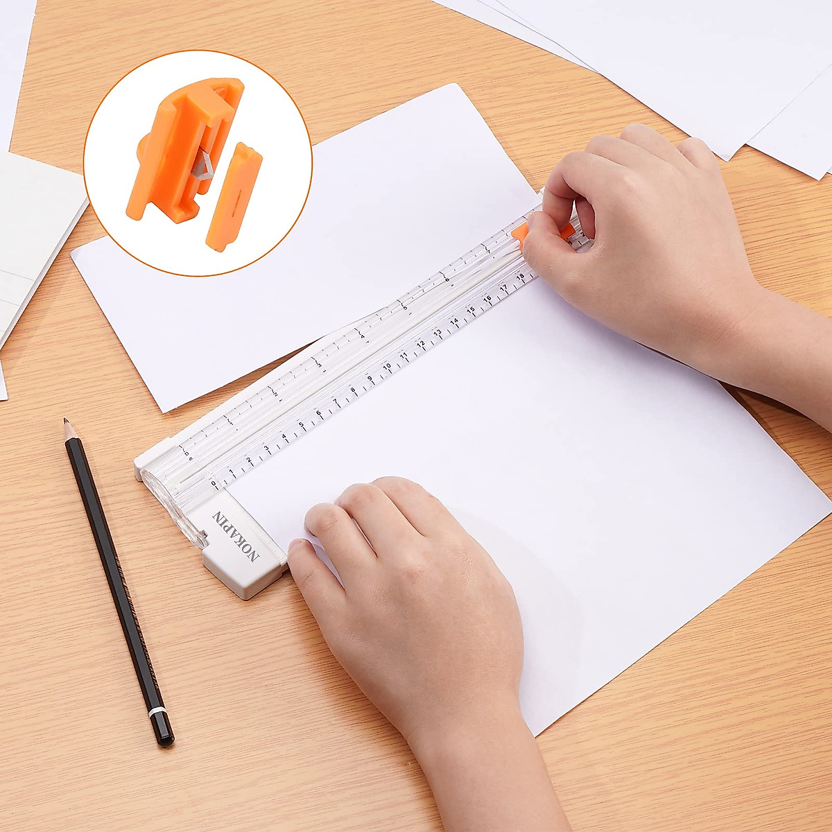 Small Paper Cutter for Cardstock,  Portable Cutter Trimmer,A4 A5 Craft Guillotine Paper Trimmer Scrapbooking Tool for Paper Label Card, Craft Paper and Photos Standard Cutting DIY Scrapbook (White)