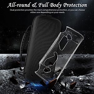 JDGPOKOO 6 in 1 Accessories Kit for Asus Rog Ally, Handheld Case with TPU Clear Protective Case Cover for Rog Ally, Carrying Bag with 2 Pcs Screen Protector for Rog Ally Accessories Bundle