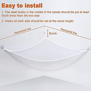 3 Pieces Stuffed Animal Hammocks Stuffed Toy Storage Hammock Nets Jumbo Wall Sling Corner Mesh Toy Organizer with Hooks for Bedroom Plush Toys (White)