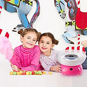 NODEMASH Cotton Candy Machine - 500W Portable with Large Splash-Proof Plate, Efficient Electric Heating Cotton Candy Machine Maker with 10 Marshmallow Sticks & Sugar Scoop for Kids Gift Birthday Party