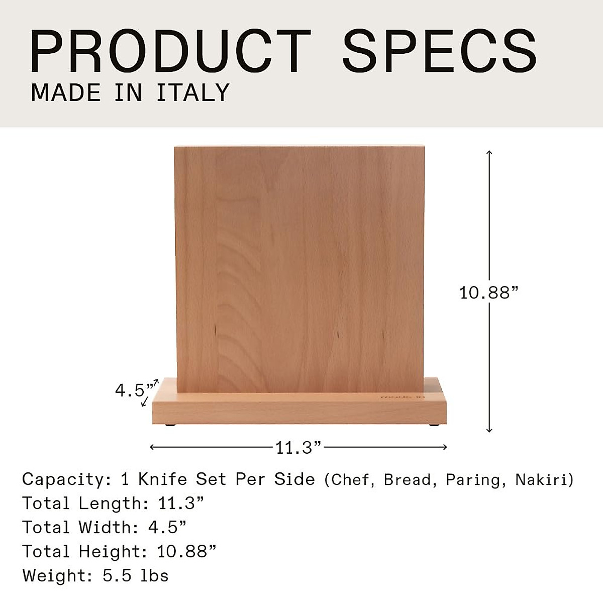Made In Cookware - Knife Block - Italian Beechwood - Crafted in Italy