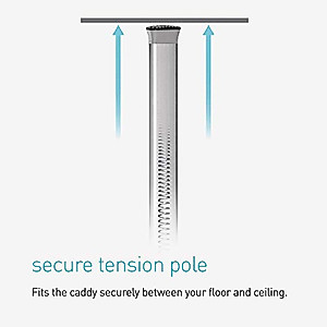 simplehuman 8' Tension Pole Shower Caddy, Stainless Steel and Anodized Aluminum