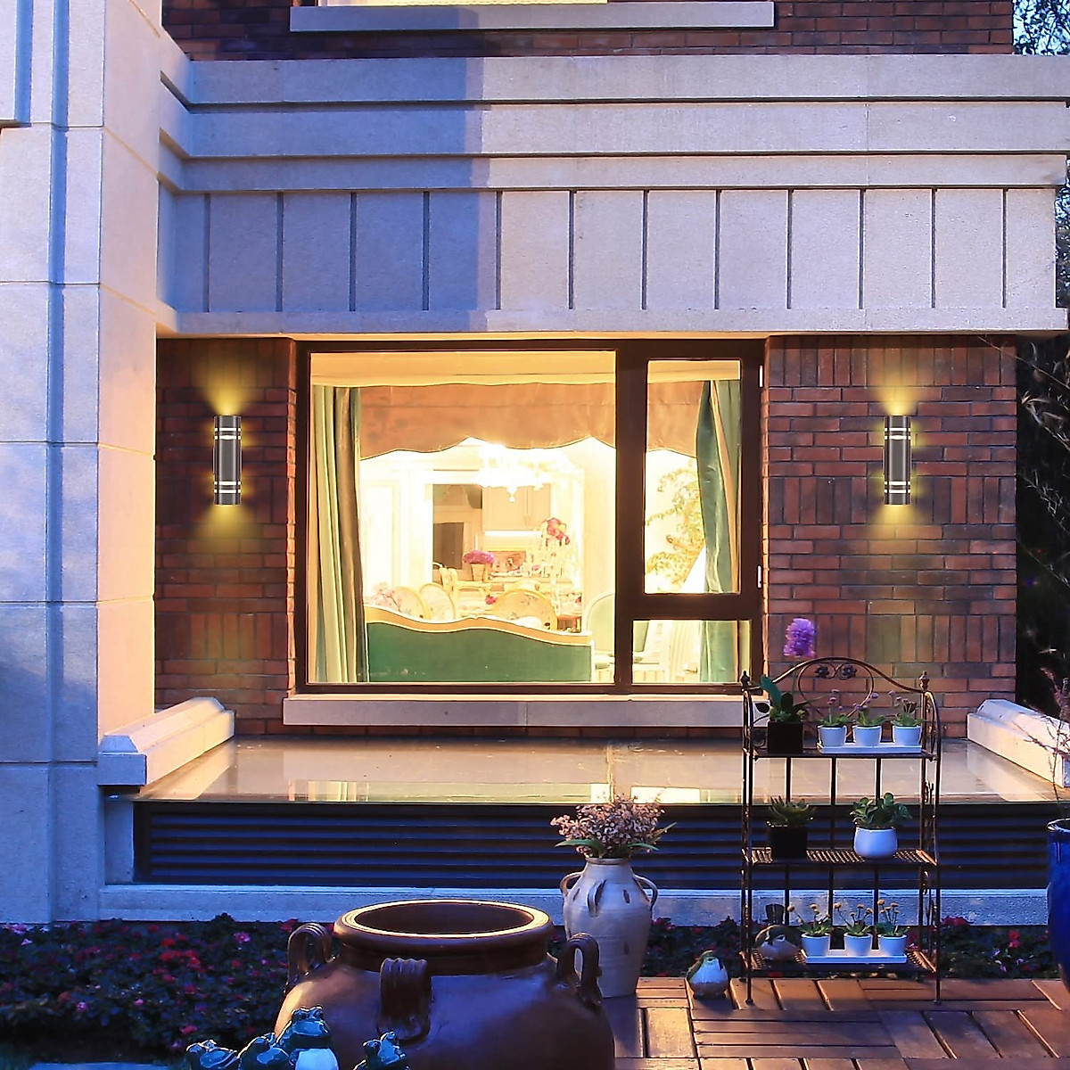 TENGXIN Outdoor Wall Light,Dusk to Dawn Modern Outdoor Wall Sconce with Stainless Steel Cylinder,Brushed Nickel Finsh Wall Mount Light,E26 Socket,IP65 Waterproof,UL Listed. ?Brushed Nickel ?