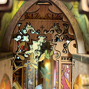 Fsolis Book Nook Kit, DIY Booknook Miniature House Kit for Adult DIY Bookend Book Shelf Decor 3D Wooden Puzzle Book Box Model Building Diorama Project Art Craft Gift for Women Kids Book Lovers