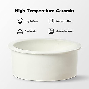 FUKUMARU Elevated Dog Ceramic Bowls, 32 OZ Raised Food Feeding Dishes for Large Cats and Medium Dogs, Solid Bamboo Water Food Stand Feeder Set with Anti-Slip Feet