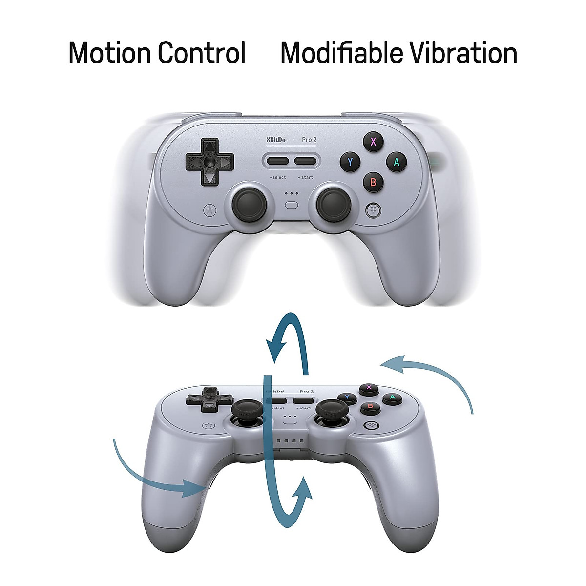 8Bitdo Pro 2 Bluetooth Gamepad for Switch/Switch OLED, PC, macOS, Android, Steam & Raspberry Pi with Storage Case (Gray Edition)