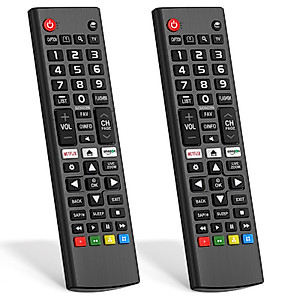 Rimous 2-Pack Universal Remote Compatible with LG Remote Control Smart TV with Netflix, Prime Video Shortcut Keys Compatible with All Models LG TV Remote Control Replacement AKB75095307 AKB74915305